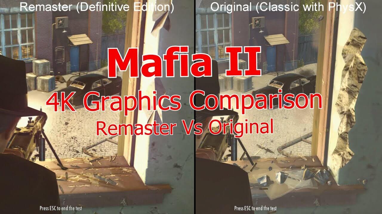 Mafia II - Remaster Vs Original | 4K grafická srovnávačka - Pařanský ráj